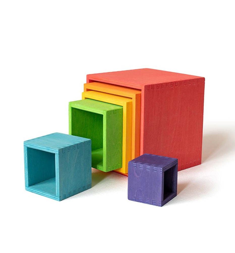 Cubos Apilables Arcoíris de Madera Montessori | Moments Kids PTY